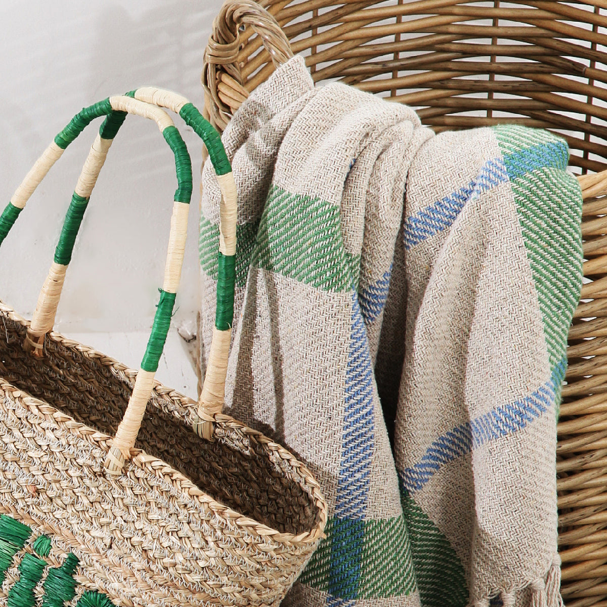 Summit Picnic Throw in Emerald Royal & Taupe Plaid – HAUSETTE®