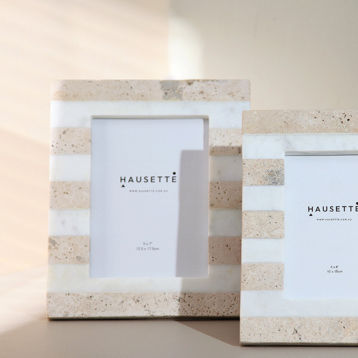 Helena Marble and Travertine Stripe Photo Frame in Large – HAUSETTE®