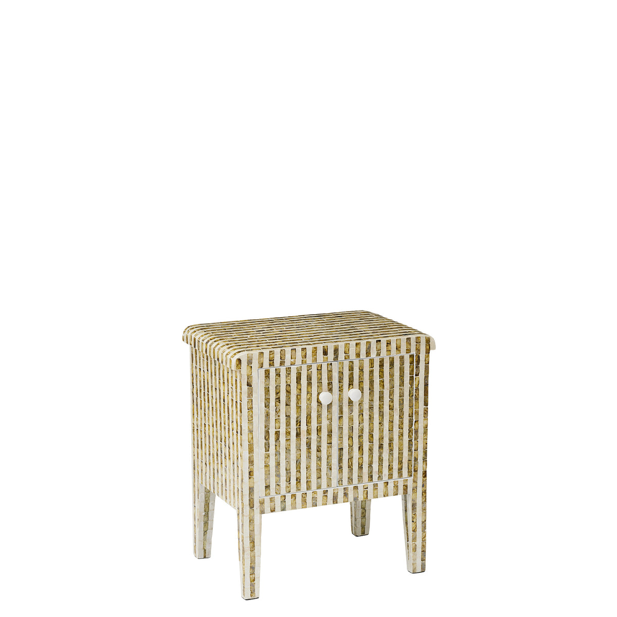 Elletta Shell Inlay Bedside Table In Warm Olive & Natural – HAUSETTE®