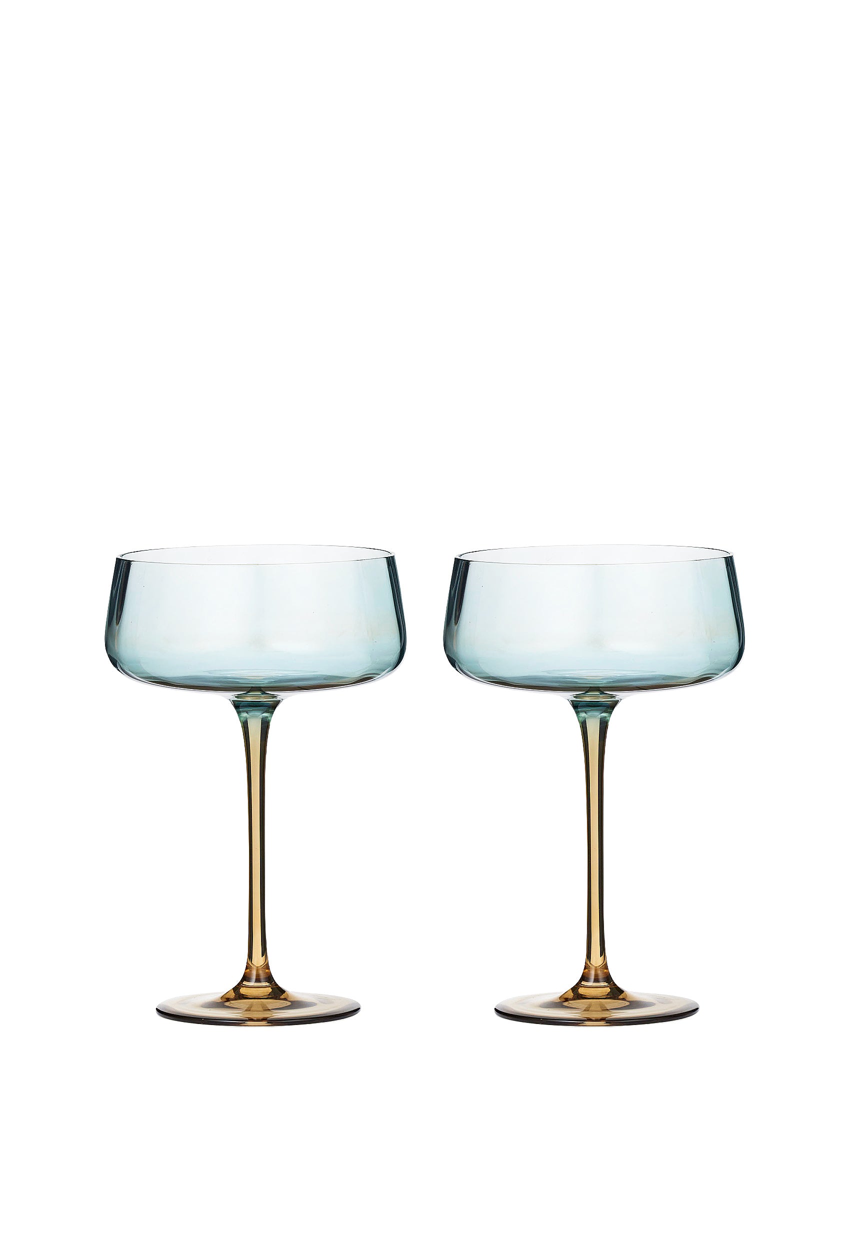 Timmons Coupe Glasses Set Of 2 In Teal Blue and Amber Ombré Fade ...